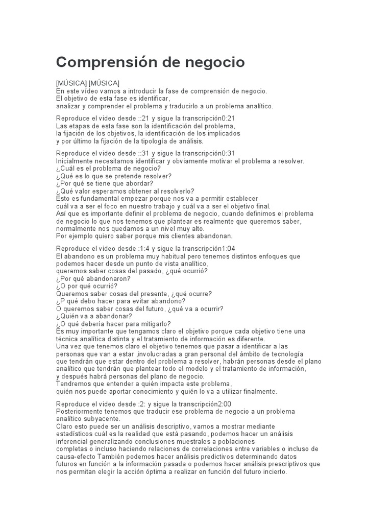 Comprensión de Negocio | PDF | Estadísticas | Ciencia cognitiva