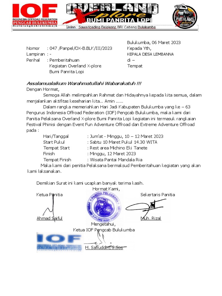 Surat Pemberitahuan Desa Lembanna | PDF
