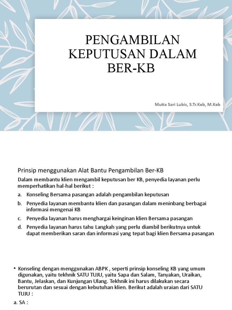 Pengambilan Keputusan Dalam Ber-Kb | PDF