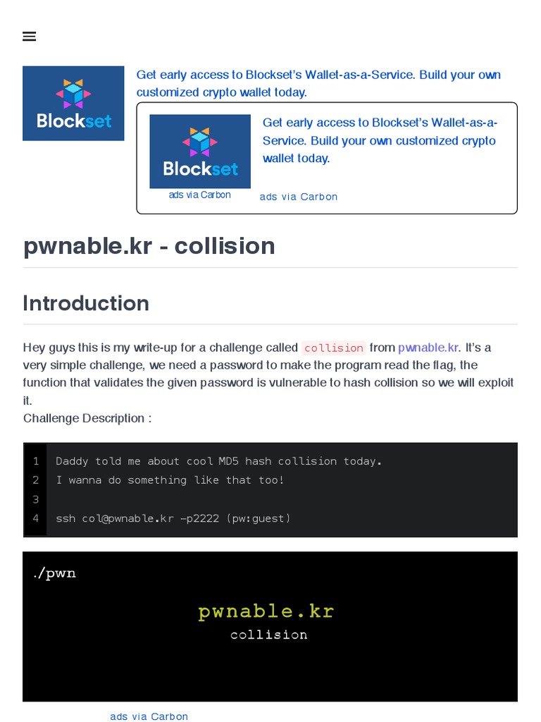 Pwnable - KR - Collision - 0xrick | PDF | Pointer (Computer Programming) | Integer (Computer ...