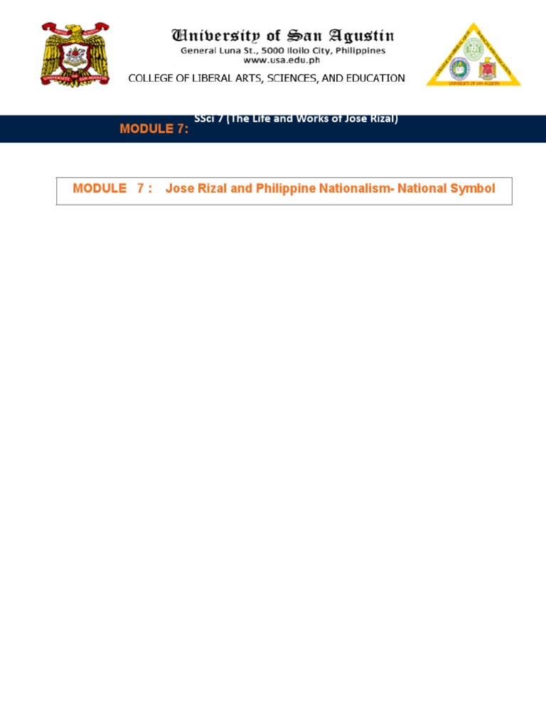 Module 7 SSCI - Jose Rizal and Philippine Nationalism National Symbol | PDF | Per Diem | Philippines