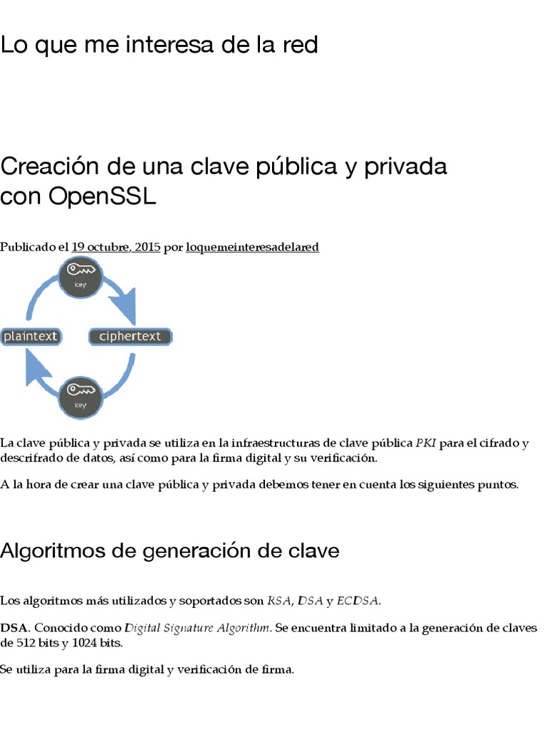 Generación de Claves RSA con OpenSSL | PDF | Clave (criptografía) | Cifrado