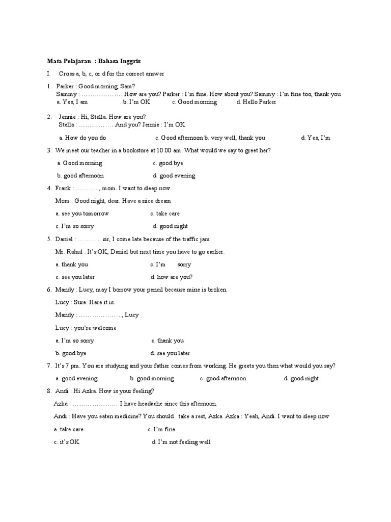 English Language Lessons: Greeting Expressions, Question and Answer ...