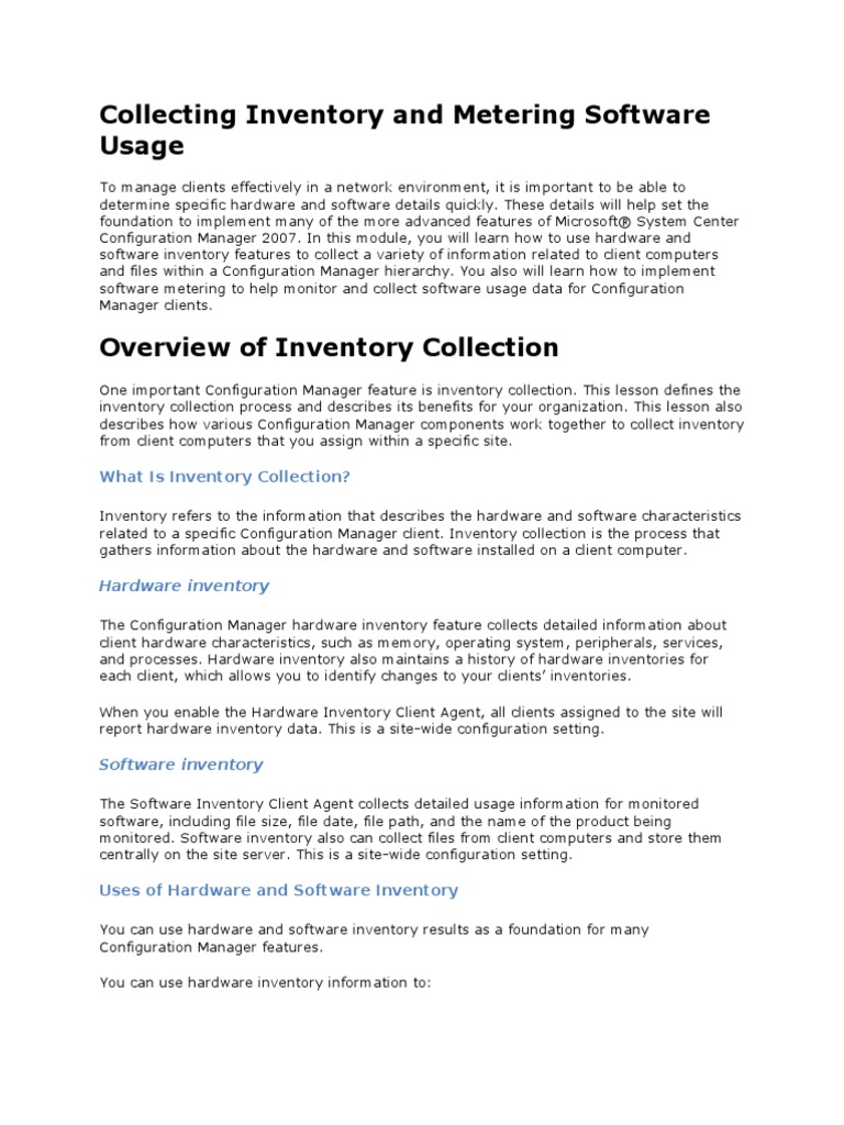 Collecting Inventory and Metering Software Usage | PDF | Windows ...