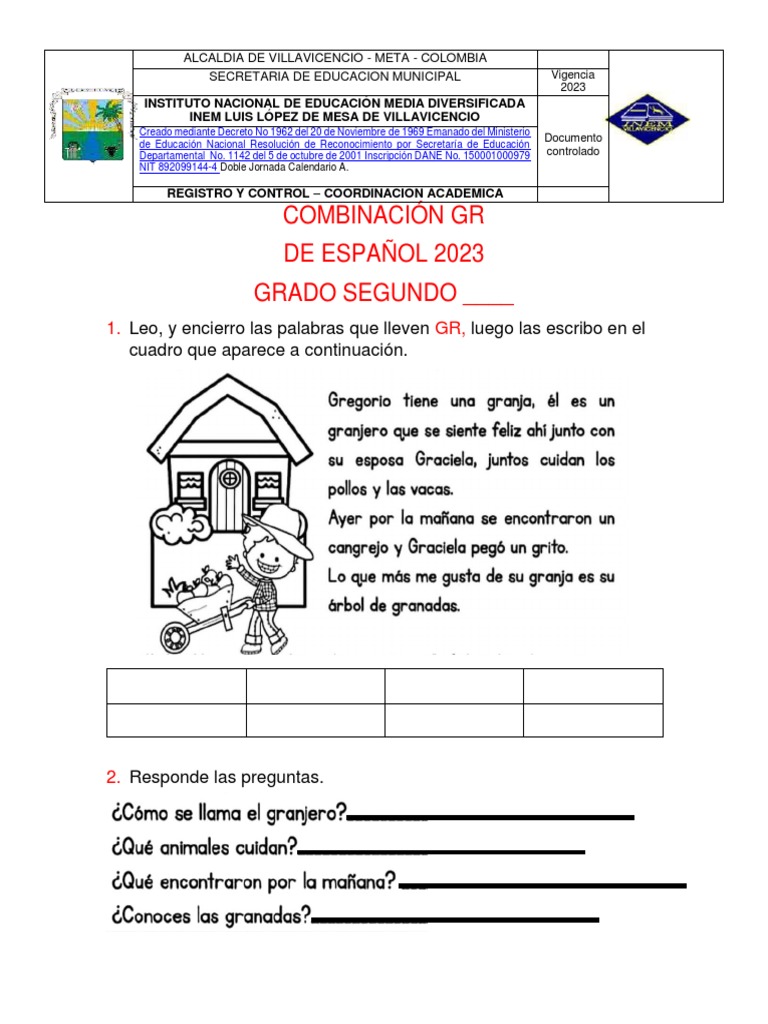Ficha #3 de Lectura Con Silabas Trabadas Gr | PDF