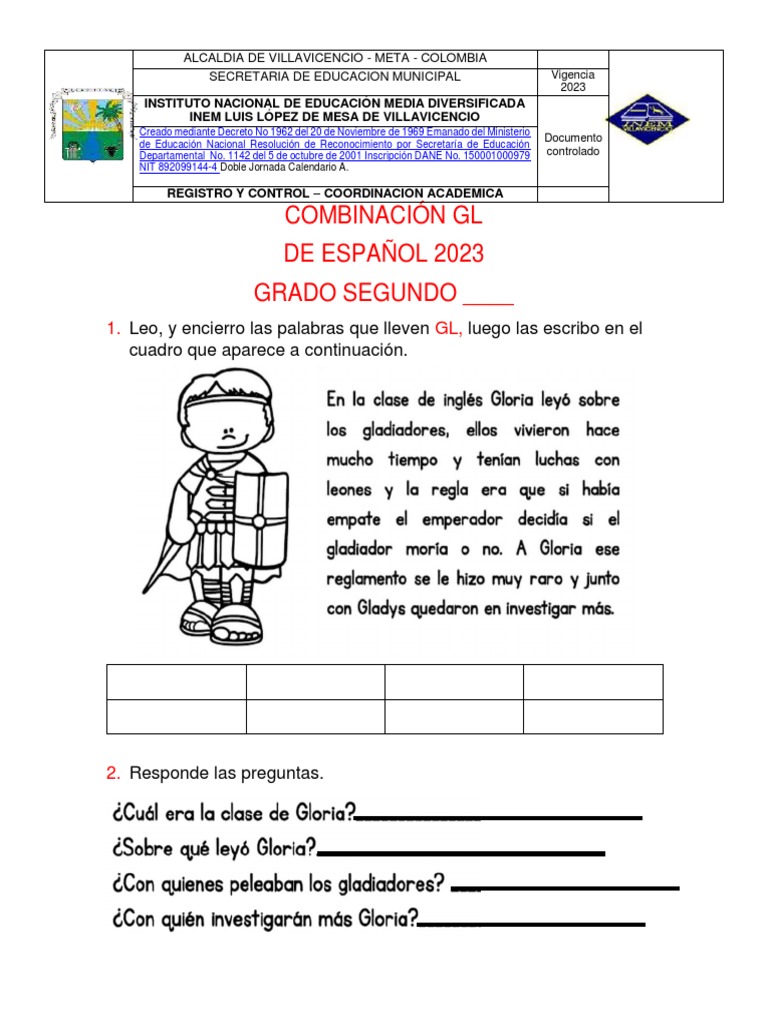 FICHA #4 DE LECTURA CON SILABAS TRABADAS GL | PDF