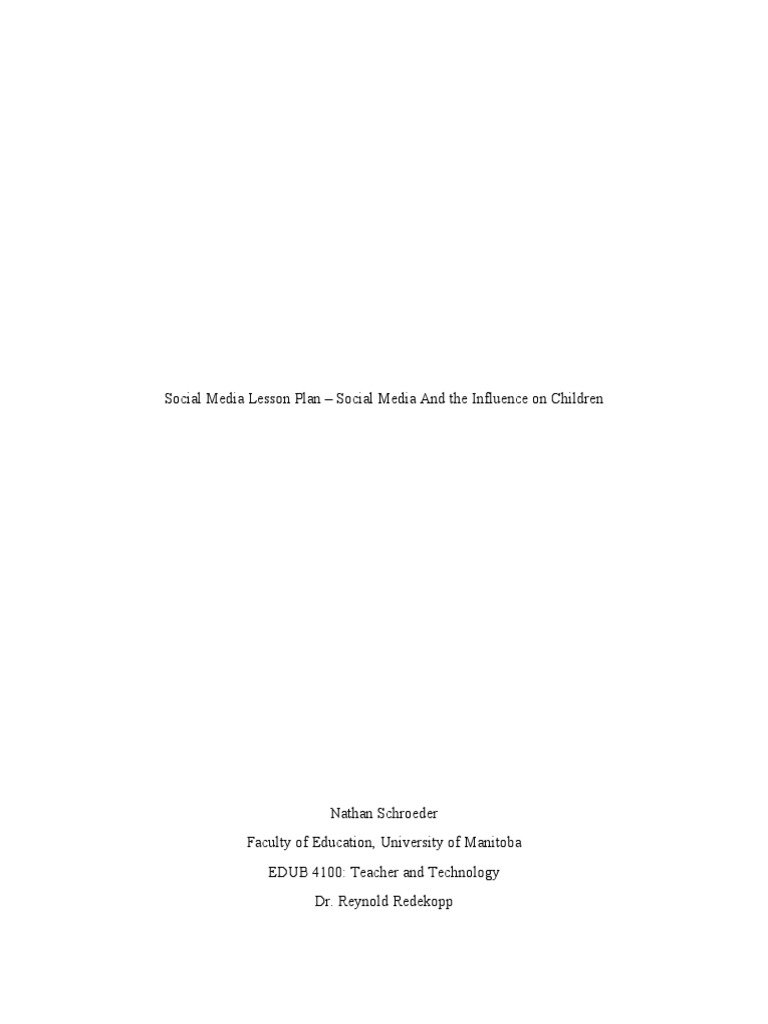 Social Media Lesson Plan | PDF | Social Media | Popular Culture & Media ...