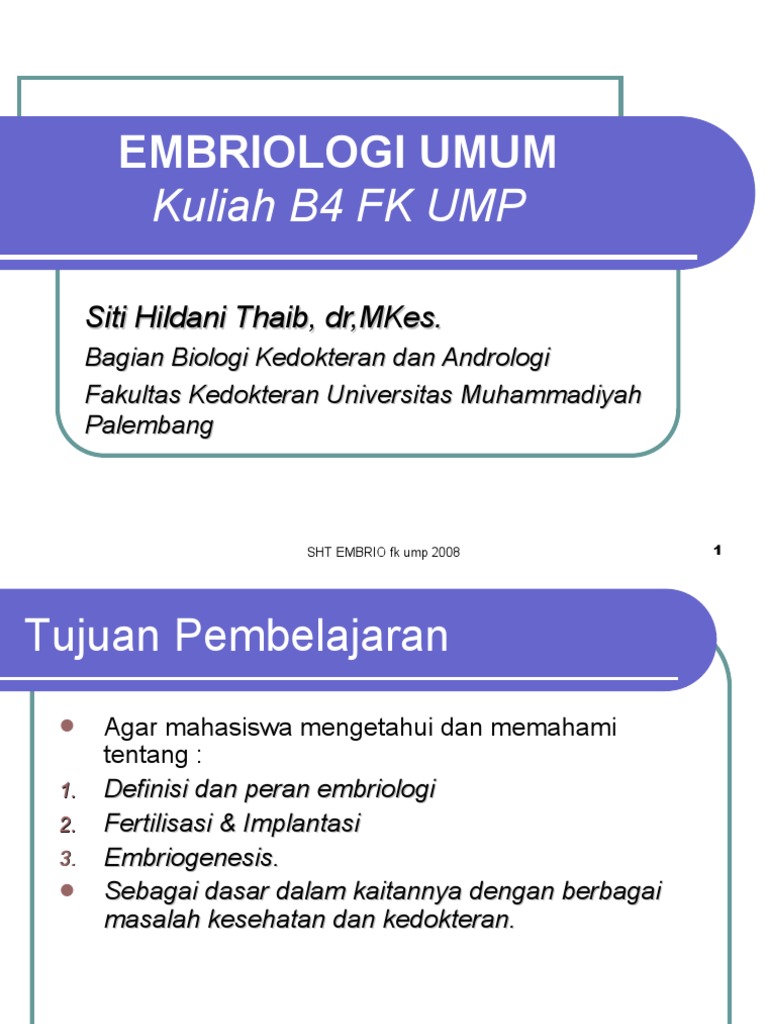 Embriologi Umum FK Ump | PDF | Sains & Matematika