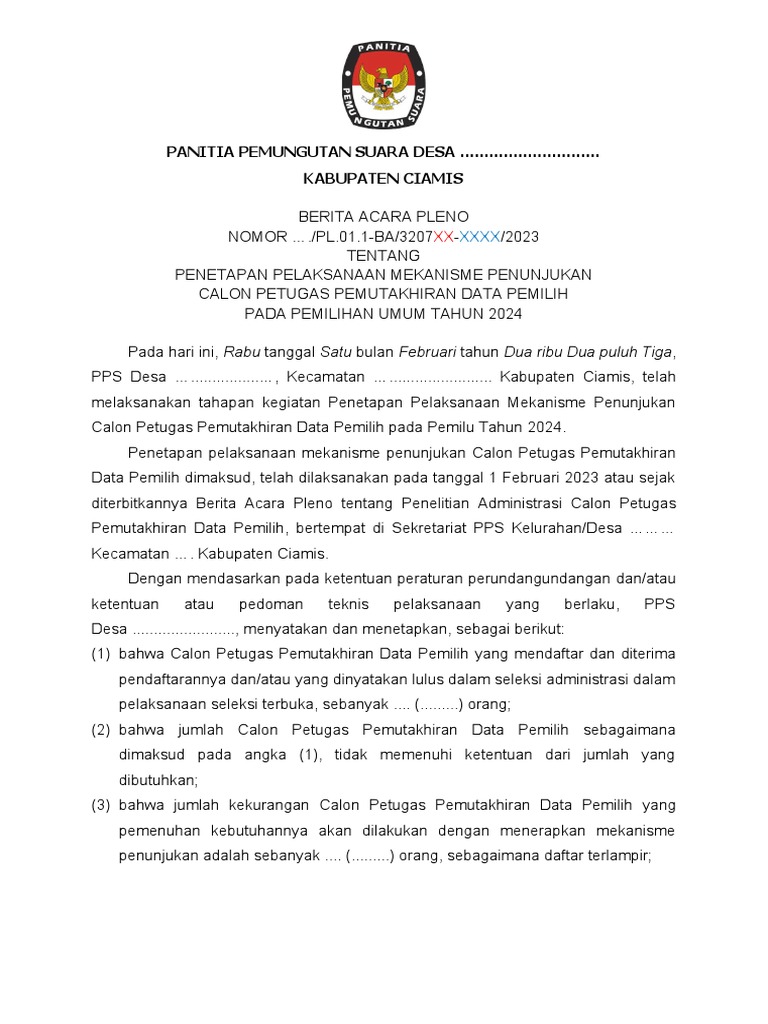 Model Contoh - BA Mengiringi Penerapan Penunjukan Dalam Pembentukan ...