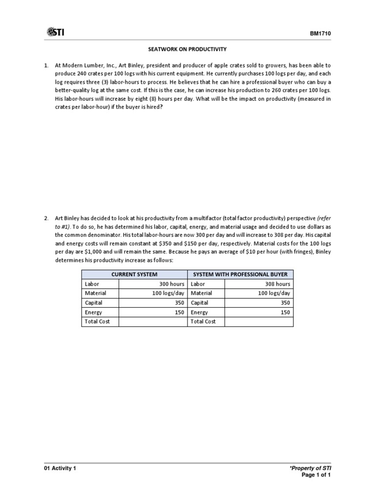 Productivity Analysis at Modern Lumber | PDF