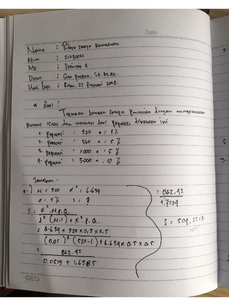 Tugas Statistik II (Bayu Satrya Ramadhan) | PDF
