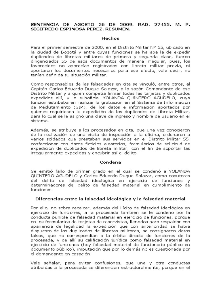 Diferencias Falsedad Material y Falsedad Ideologica | PDF