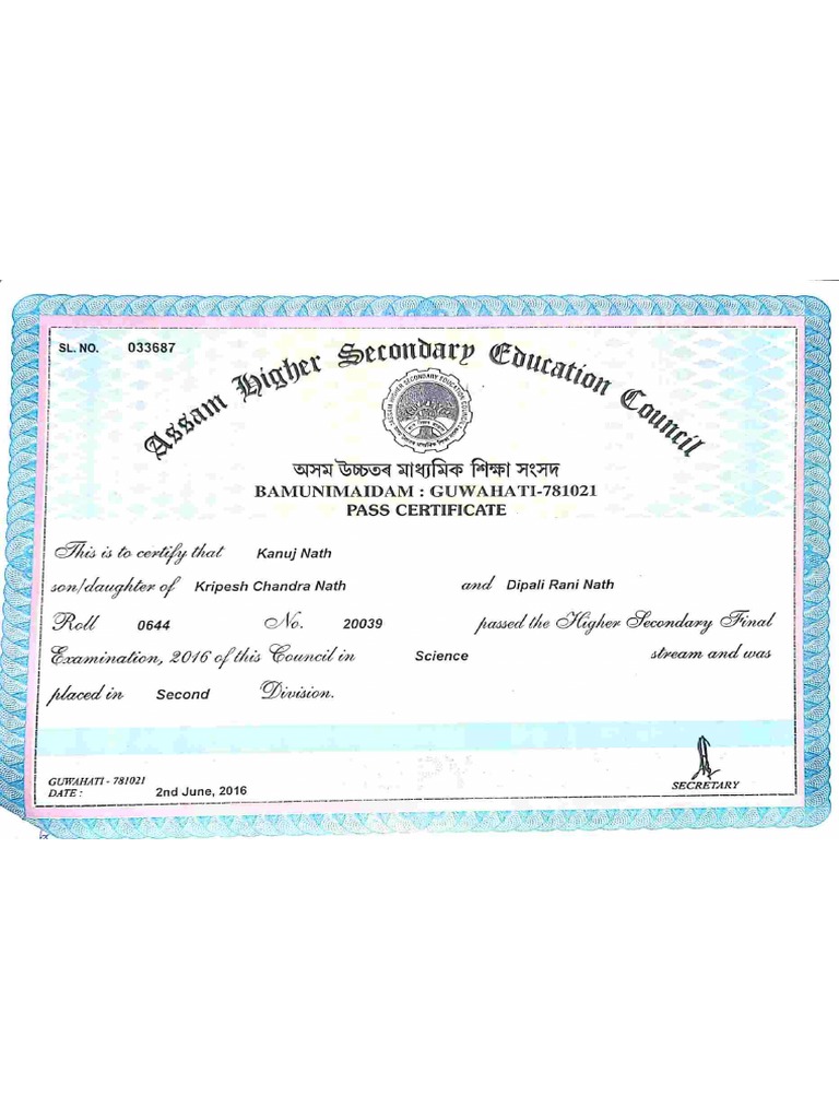 Hs Certificate Tet | PDF