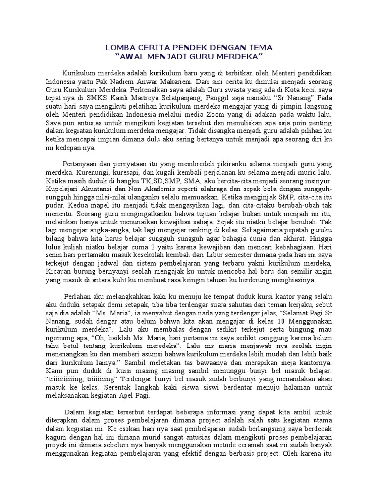 Lomba Cerita Pendek Dengan Tema Pdf