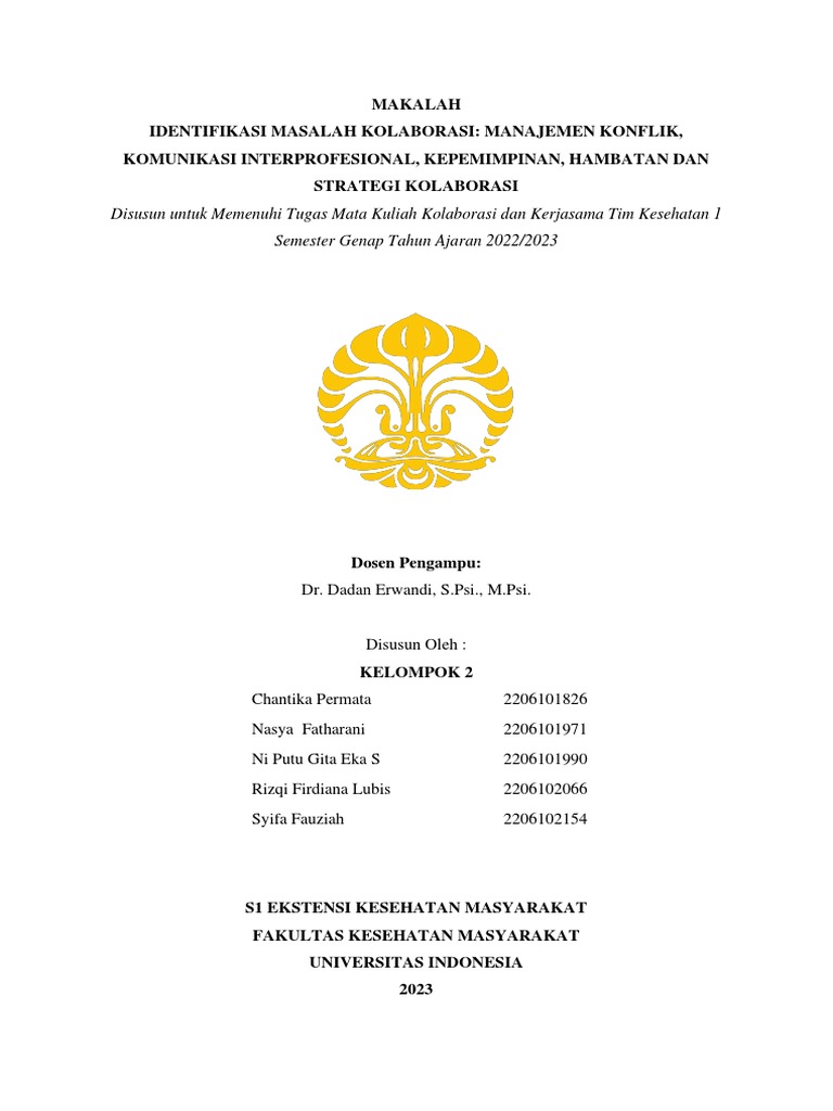 Makalah Kel 2 Kolab - Identifikasi Masalah Kolaborasi | PDF
