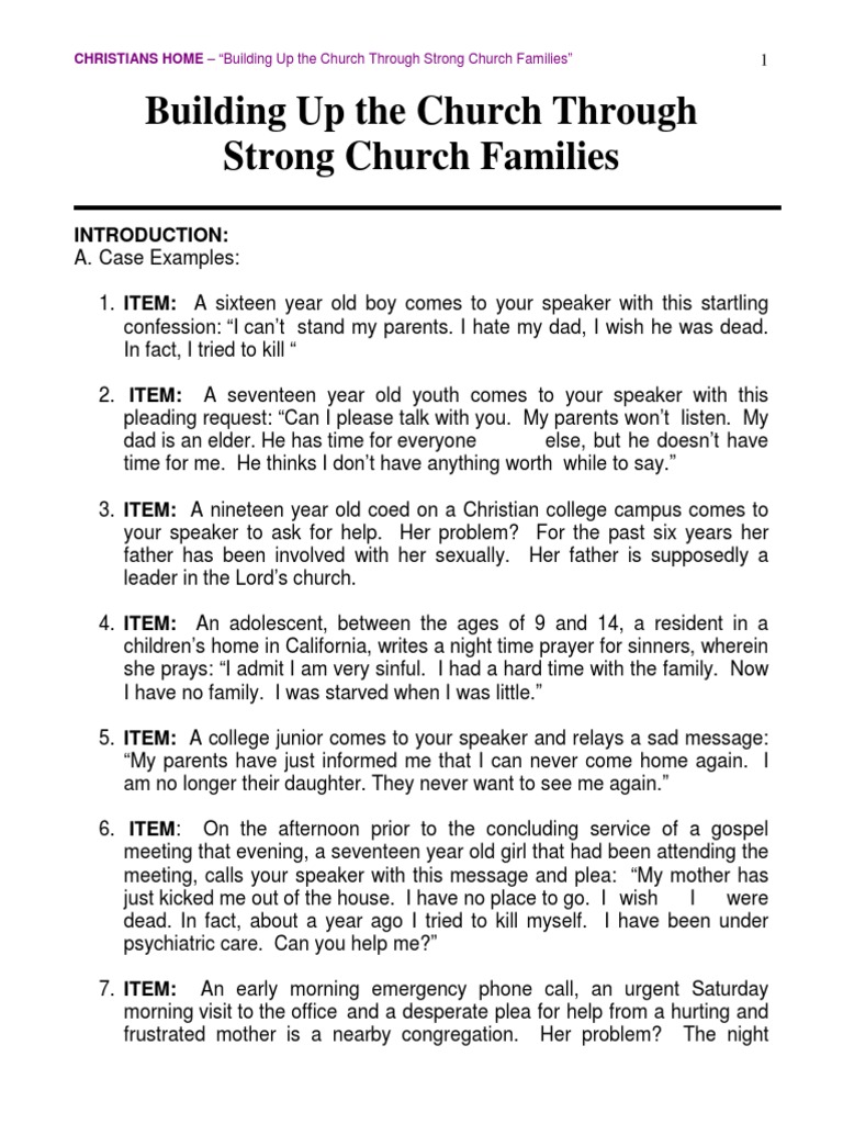 Building Up The Church Through Strong Church Families | PDF