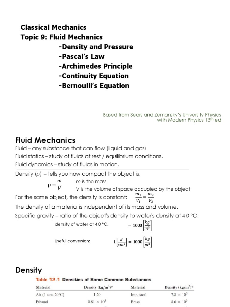 CM9 - (Fluid Mechanics) v2 | PDF | Fluid Mechanics | Pressure