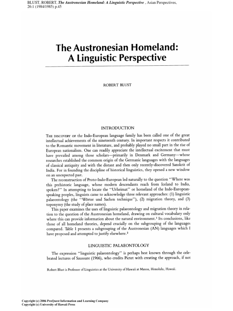 Blust Austronesian Homeland | PDF | Oceania | Ethnic Groups