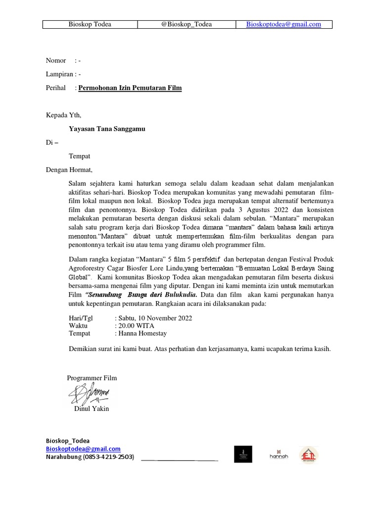 Contoh Permintaan Film | PDF