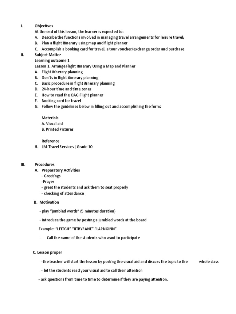 OAG Travel Planner Lesson Overview | PDF | Career & Growth | Art