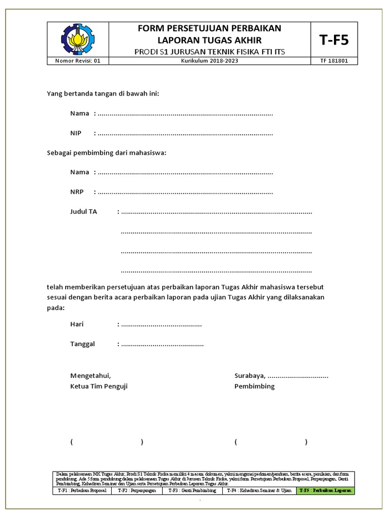 T-F5 Form Persetujuan Perbaikan Laporan | PDF