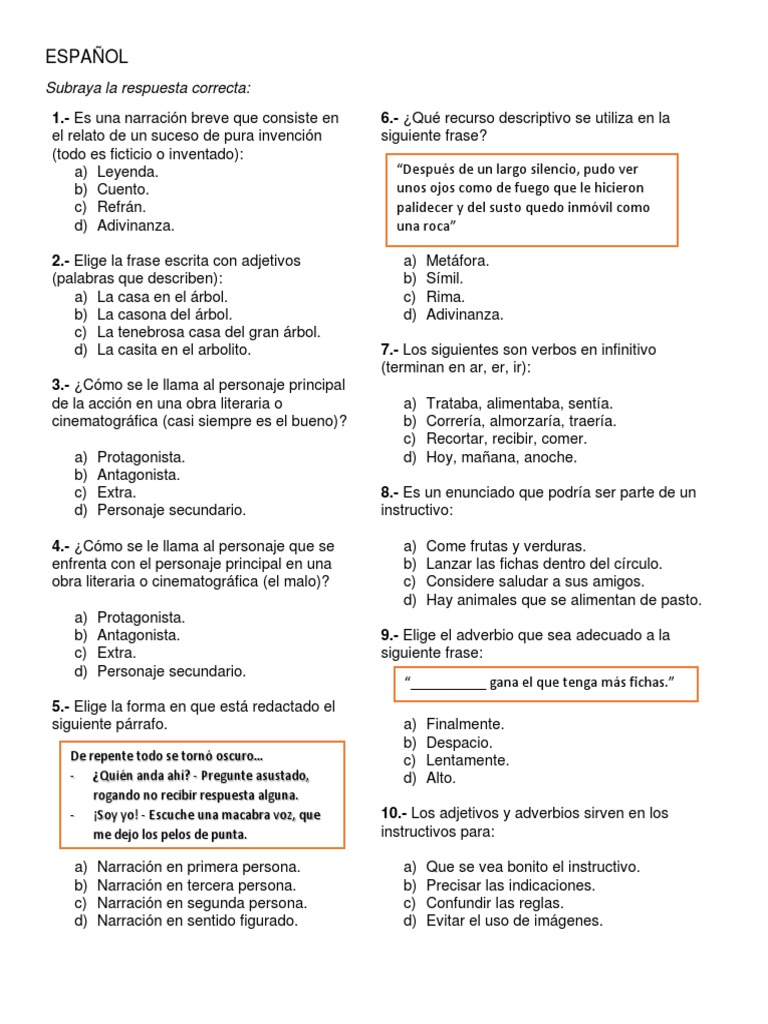 Repaso de Español | PDF | Caperucita Roja