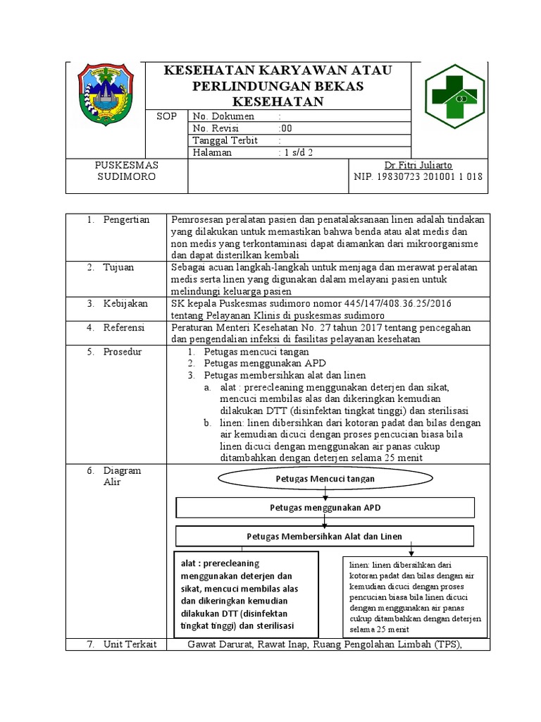 Sop Pemrosesan Peralatan Pasien Dan Penatalaksanaan Linen | PDF