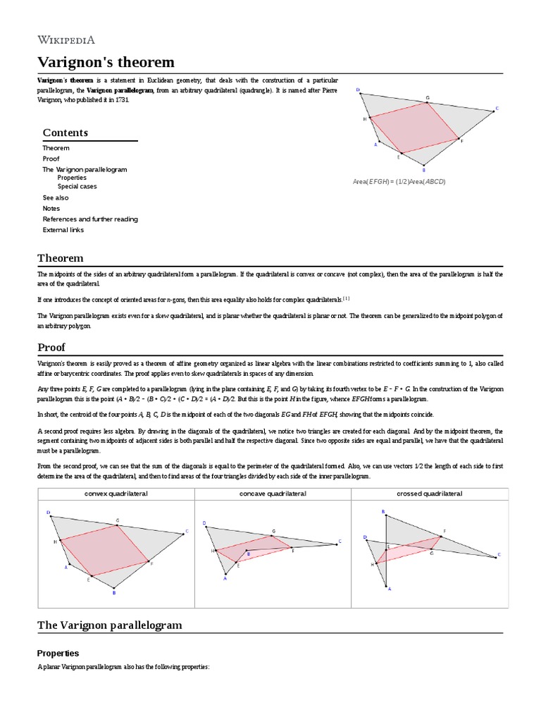 Varignon's Theorem | PDF | Geometry | Euclidean Geometry