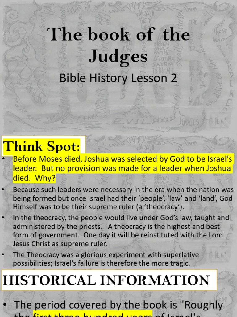 Bible History 2 - The Book of The Judges | PDF | Book Of Judges | Old ...