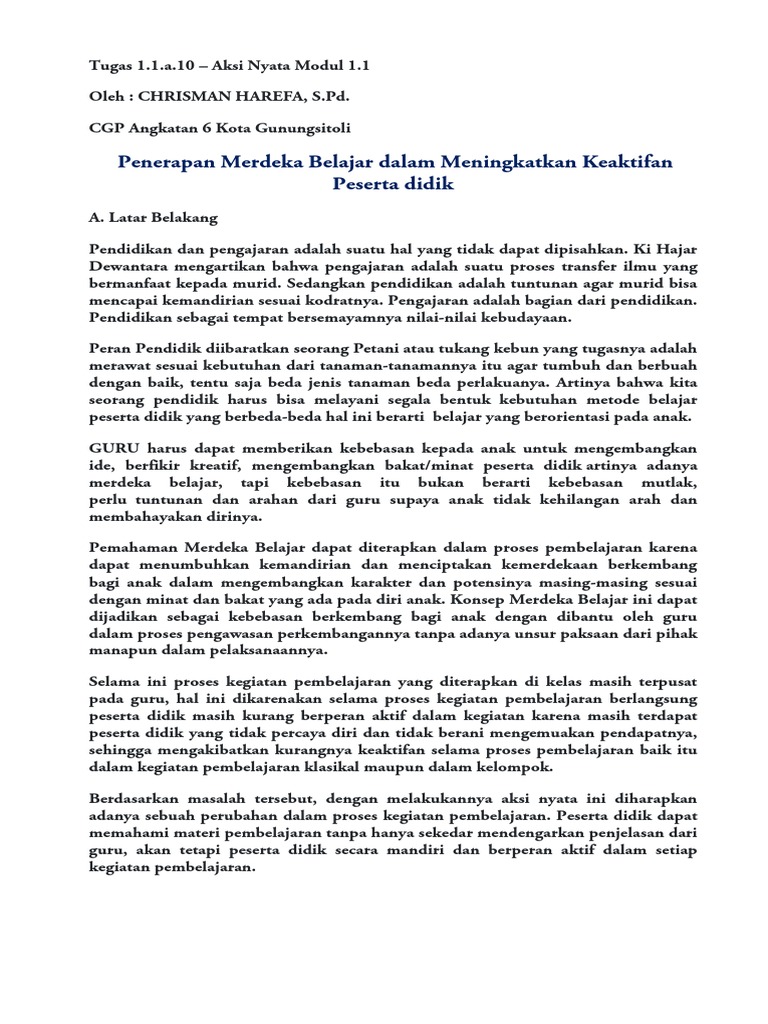 Aksi Nyata Modul 1.1 Chrisman Harefa | PDF