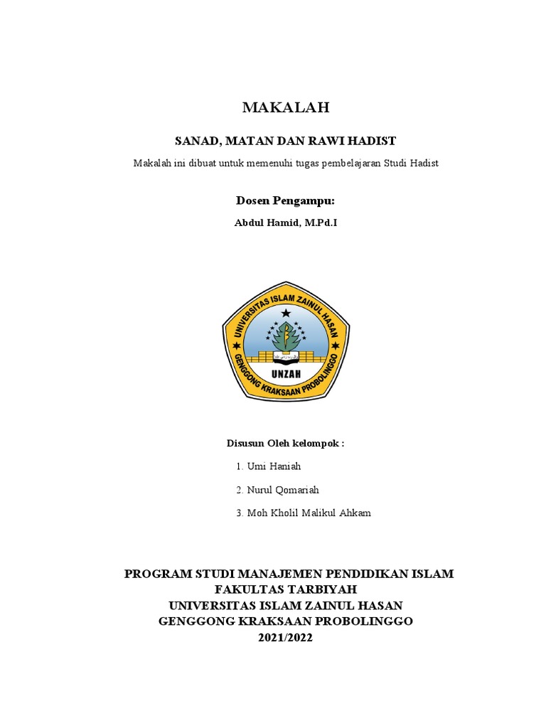 Sanad, Matan, dan Rawi Hadist | PDF | Agama & Spiritualitas