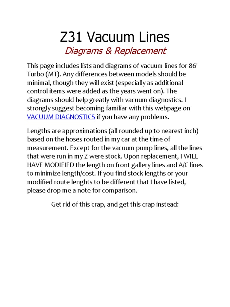 Z31 Vacuum Lines PDF | PDF | Foot (Unit) | Throttle