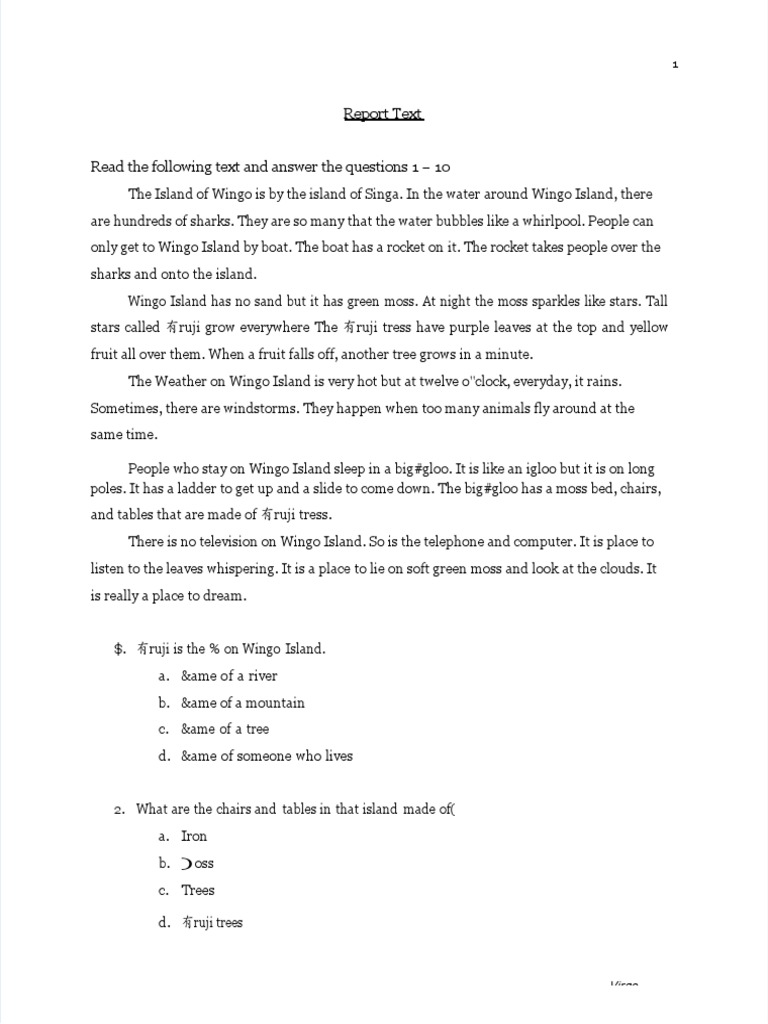 PDF 20 Soal Latihan Report Text Dalam Bahasa Inggris Compress | PDF