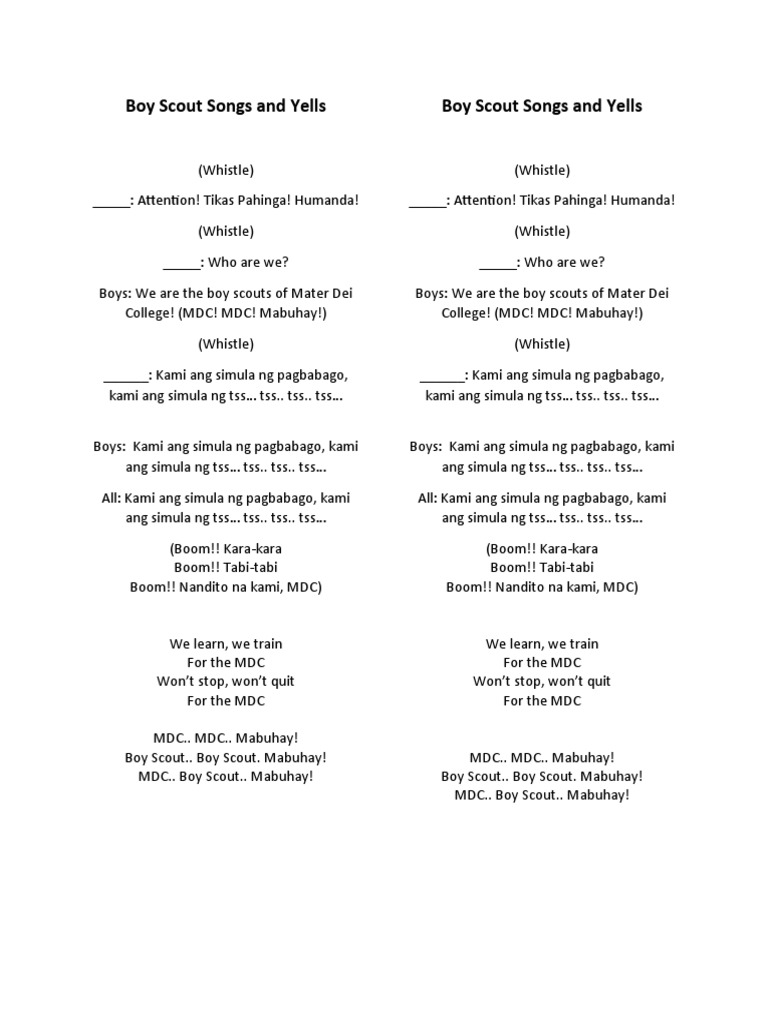 Boy Scout Songs and Yells | PDF