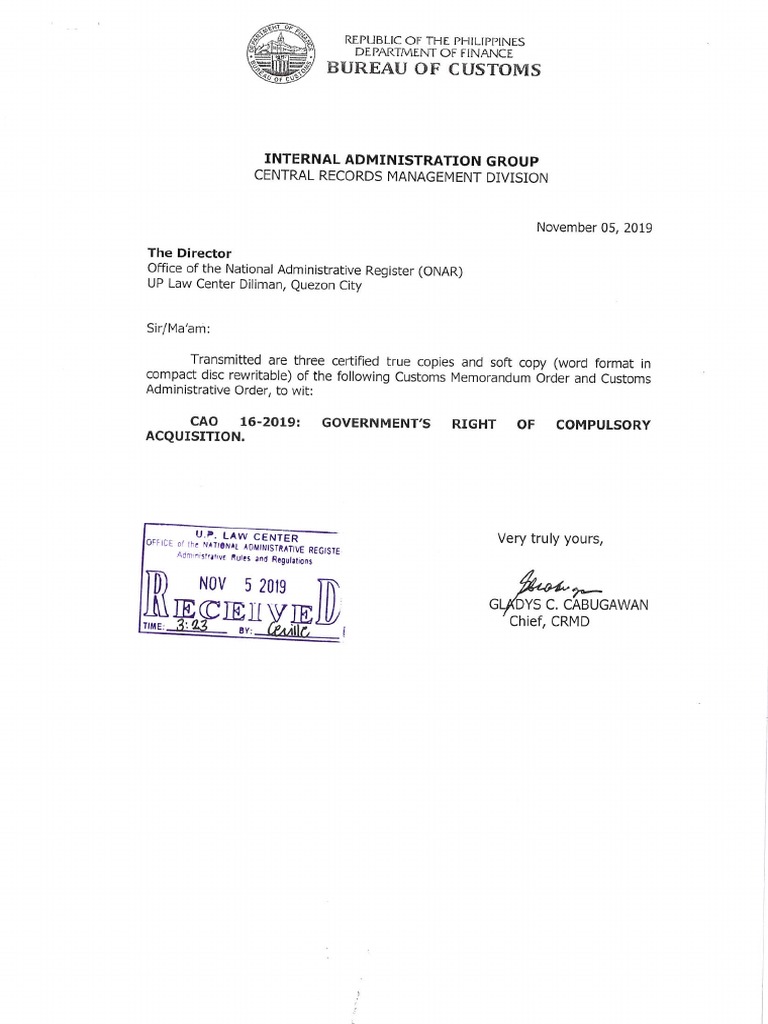 CAO 16-2019-Governments Right of Compulsory Acquisition | PDF