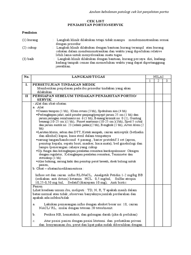 Ceklist PENJAHITAN ROBEKAN PORSIO | PDF | Pengembangan Diri | Sains ...