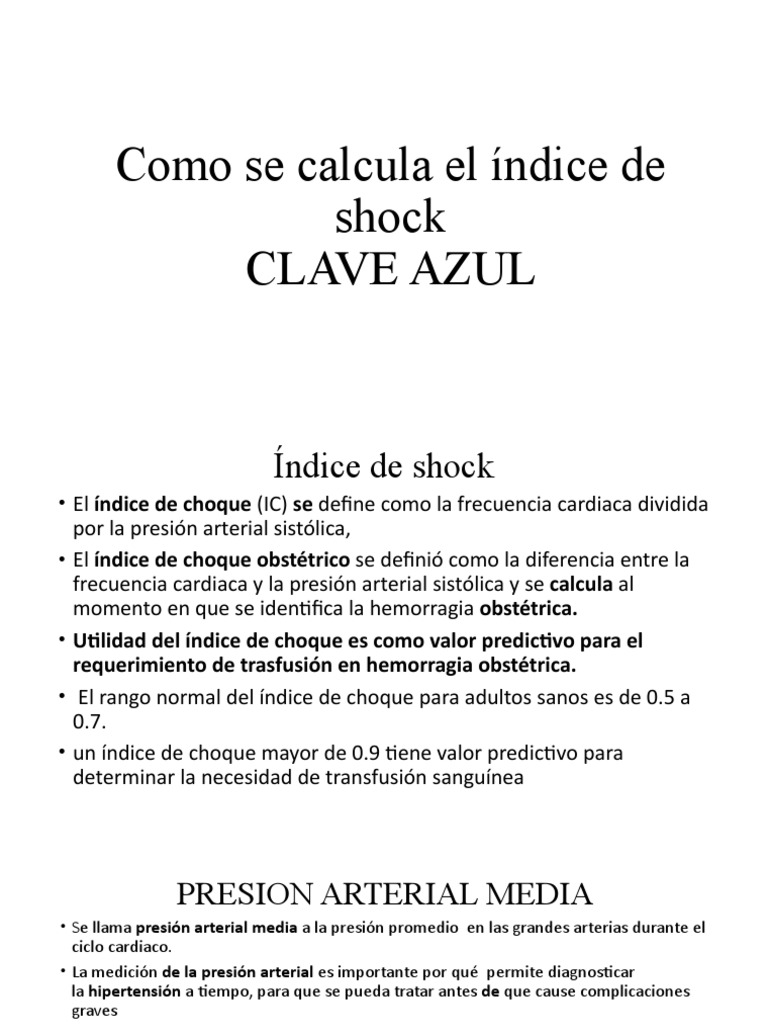 Como Se Calcula El Índice de Shock | PDF