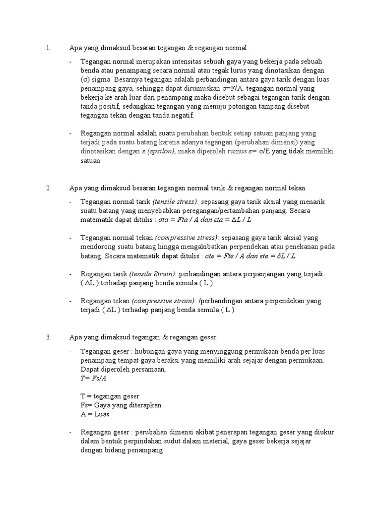 Konsep Dasar Tegangan & Regangan | PDF