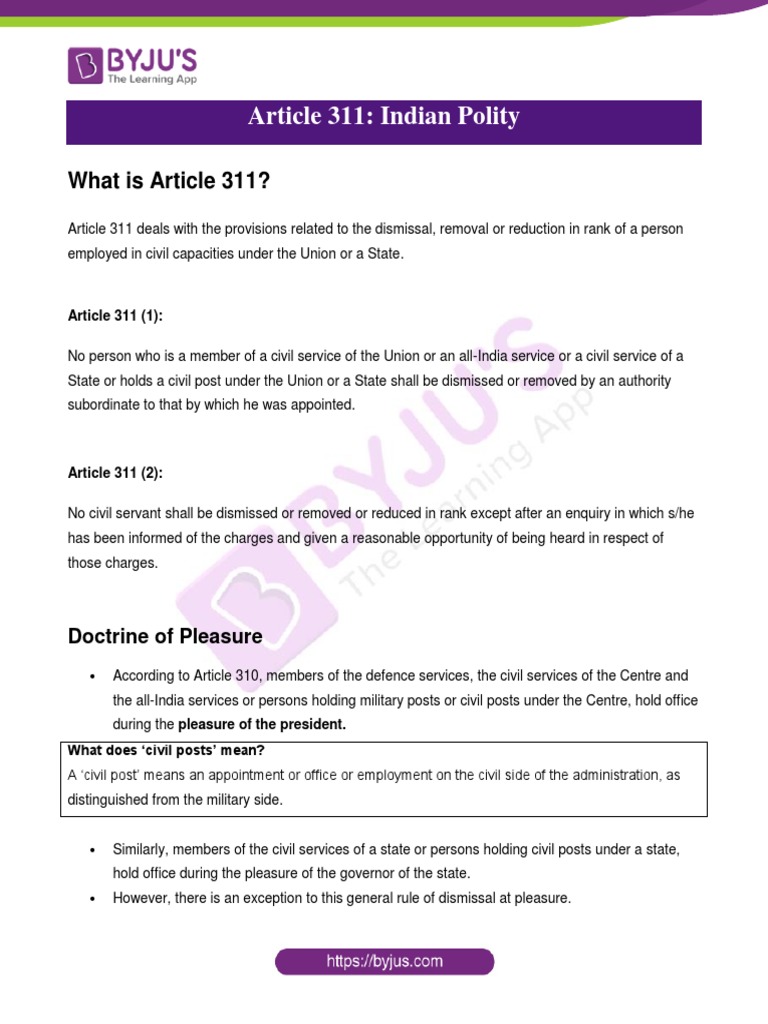 Article 311 | PDF | Government Of India | Government