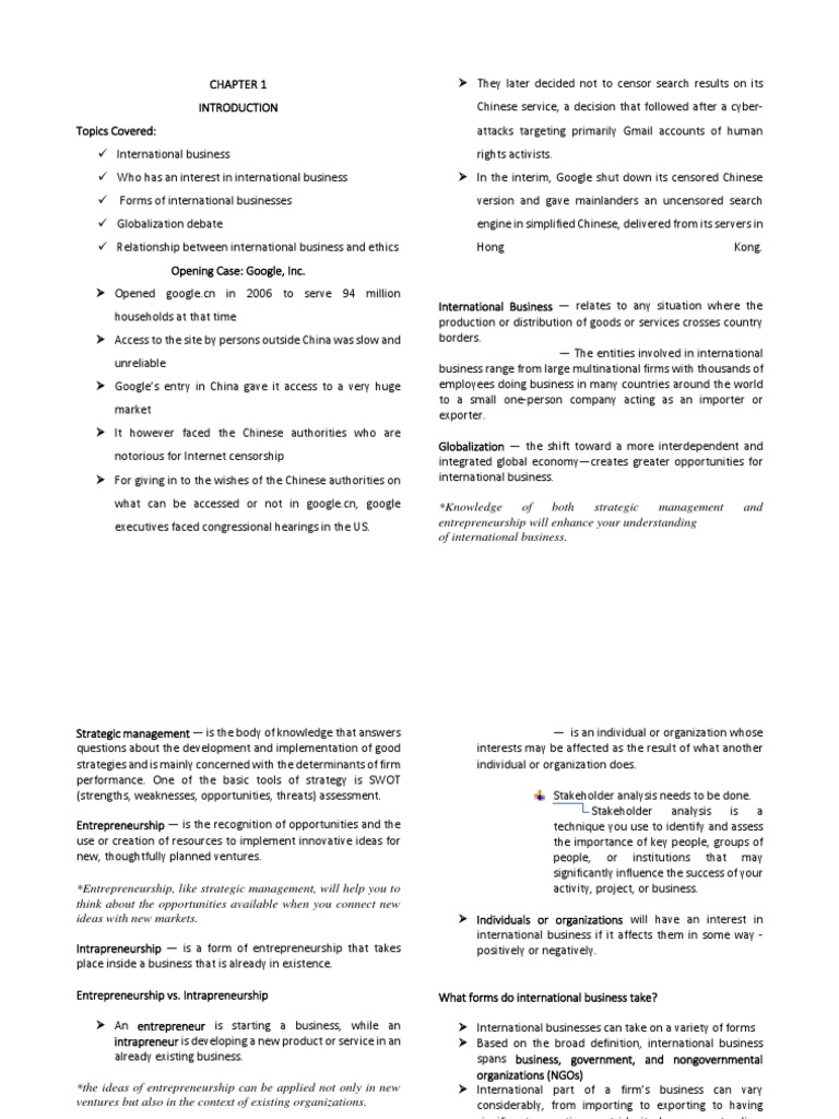 CHAPTER 1 Internation Business | PDF