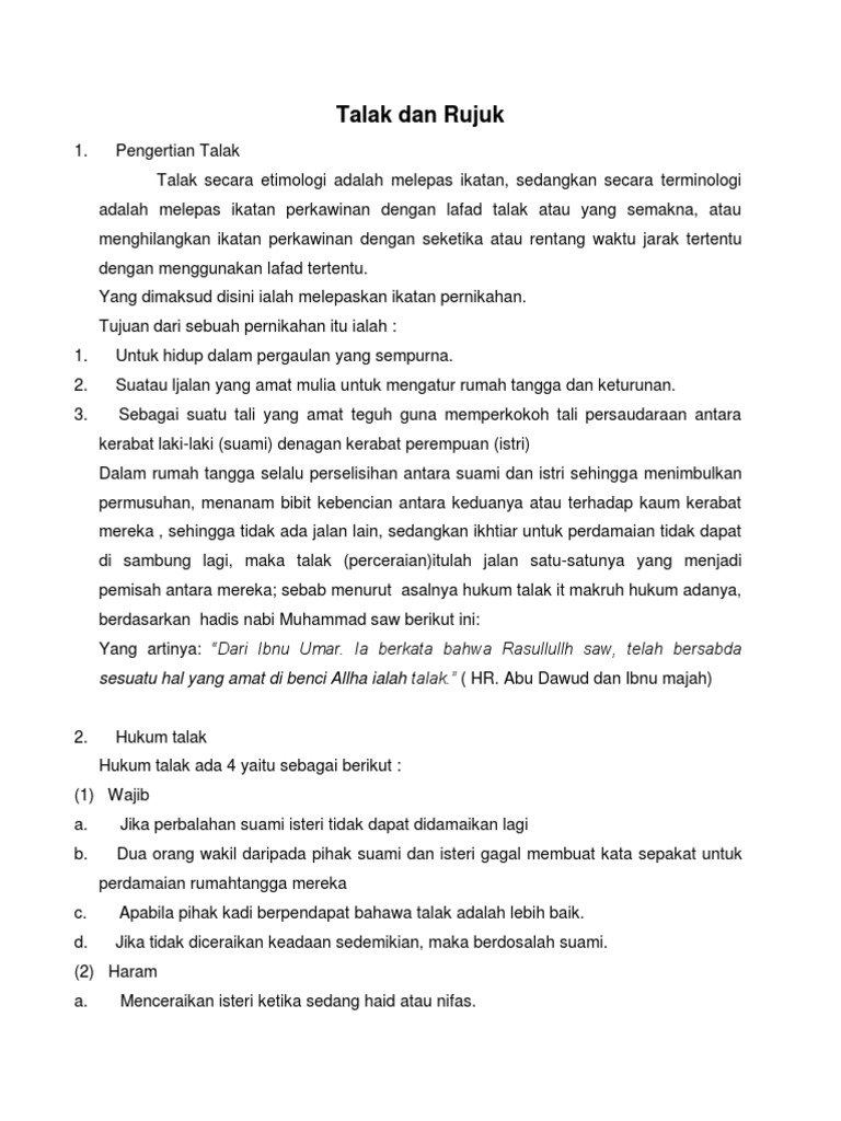 Jarak Talak 1 ke Talak 2 | PDF