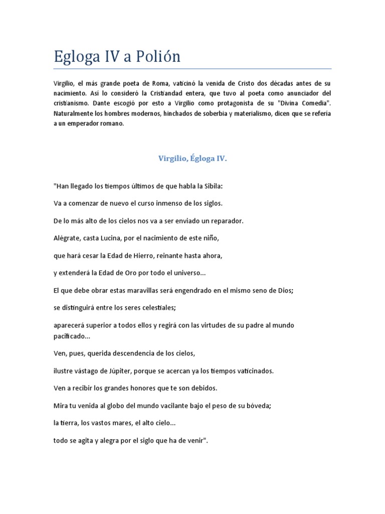 Egloga IV A Polión | PDF