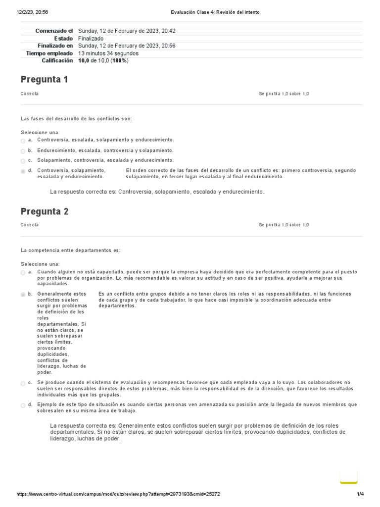 Evaluación Clase 4 - Revisión Del Intento | PDF