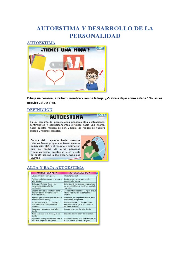 Autoestima y Desarrollo de La Personalidad | PDF