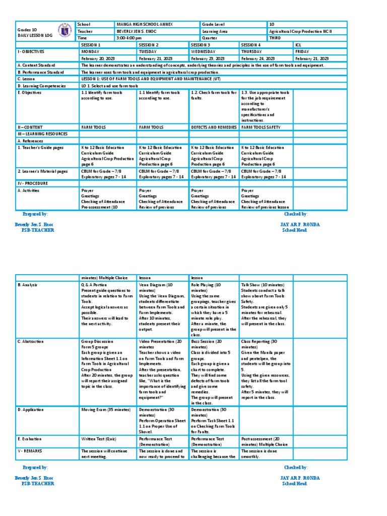 DLL Grade 10 Tle | PDF | Curriculum | Learning