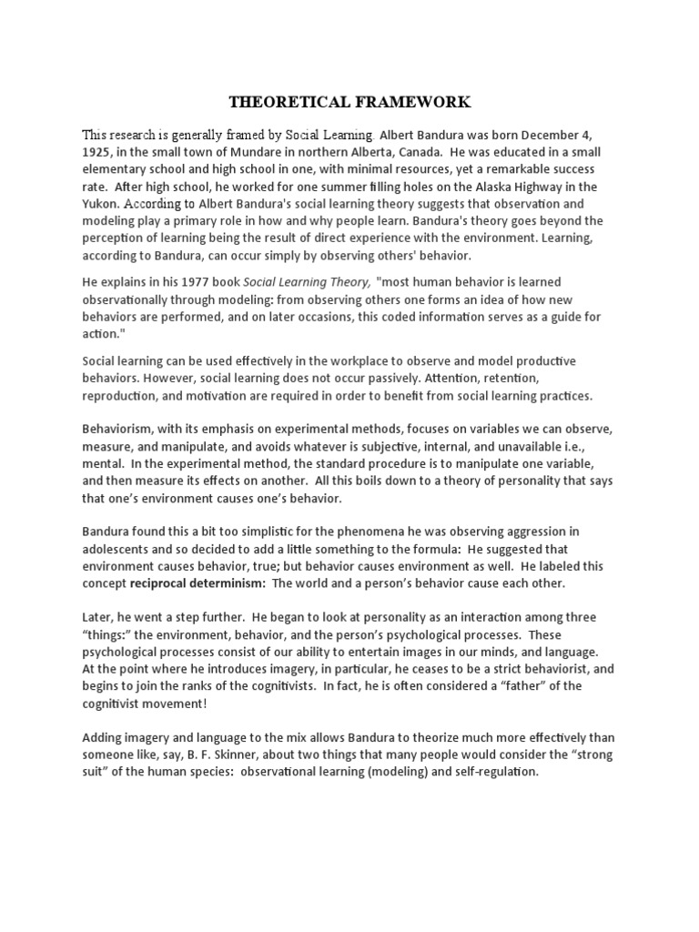 Theoretical Framework | PDF | Behaviorism | Learning