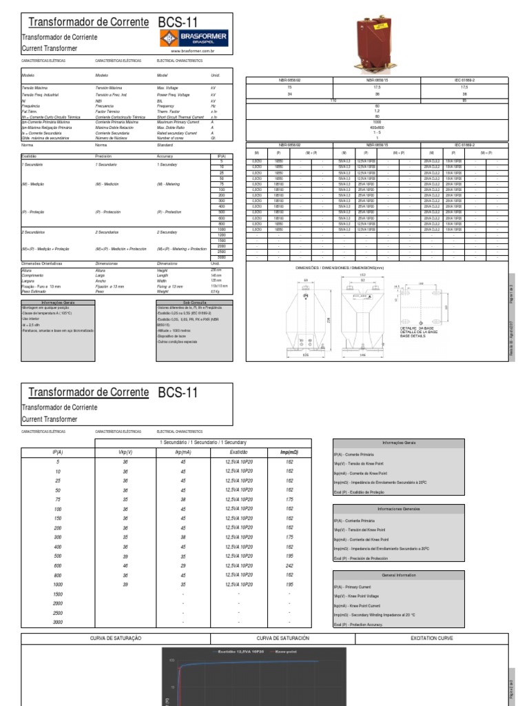 Datasheet - BCS-11 - Completo. | PDF | Eletricidade | Engenharia de Energia