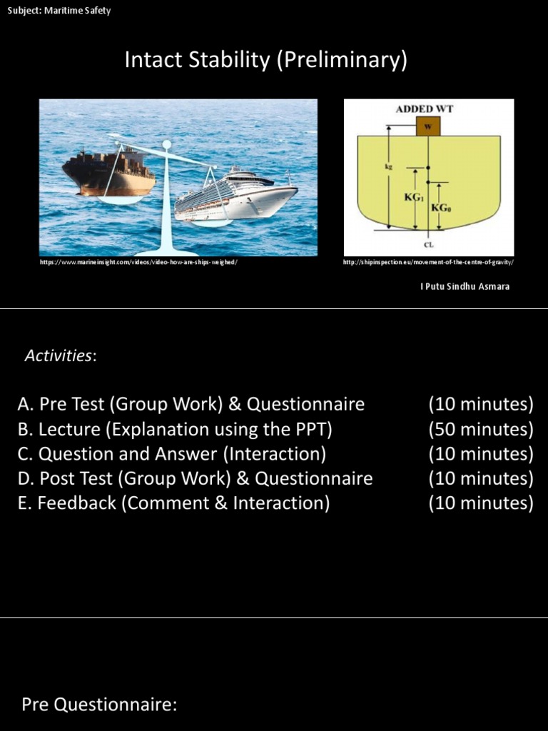 Ship Weight Center of Grafity (Preliminary of Intact Stability) | PDF ...