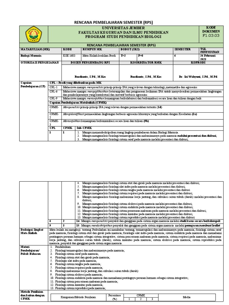 Template RPS - Form PP 02 | PDF