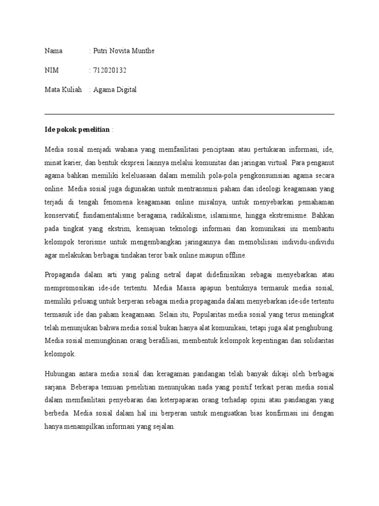 712020132-Putri Novita Munthe-Tugas Agama Digital | PDF